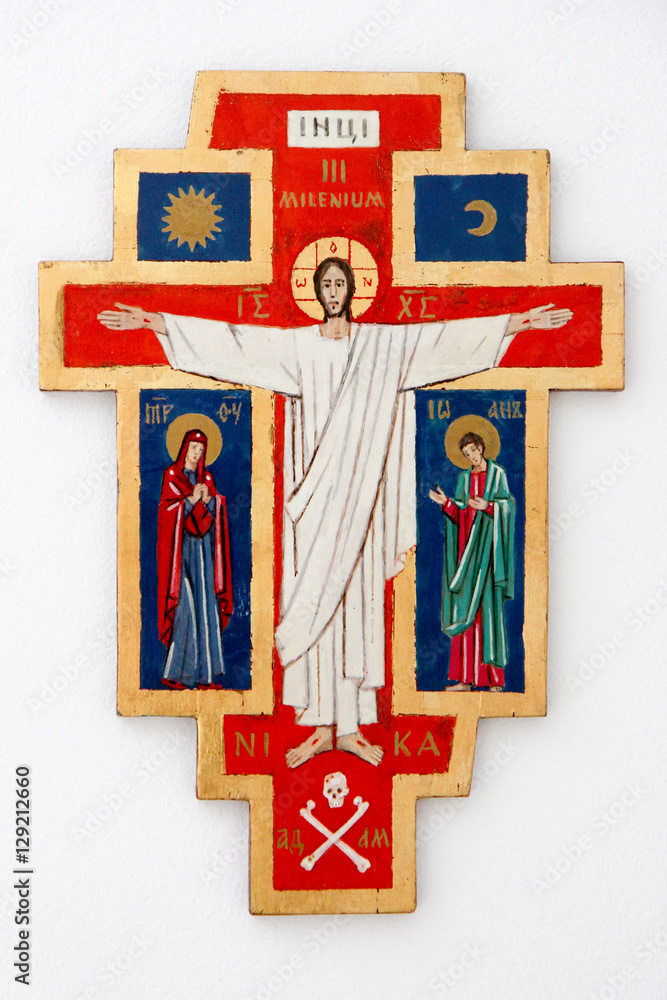 Bratislava, Slovakia 2016/06/19. Byzantine cross icon of Resurrected ...