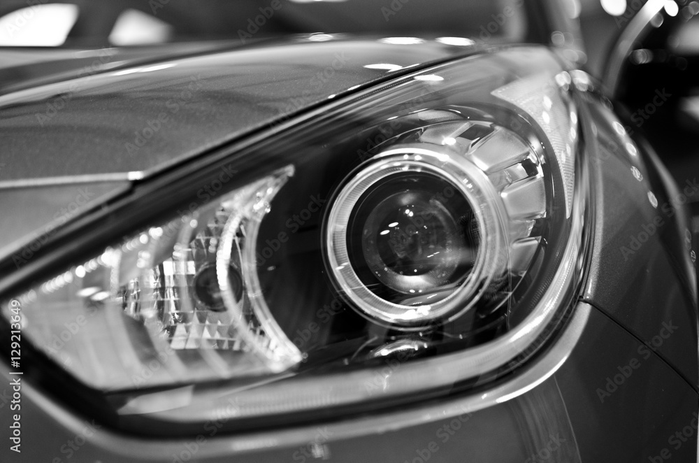 Details of headlights of a modern car Stock Photo | Adobe Stock
