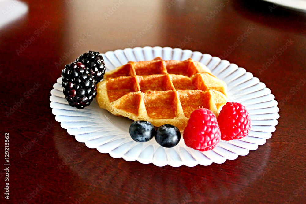 Authentic Belgian waffle, gaufres Belges on antique plate Stock 写真 ...
