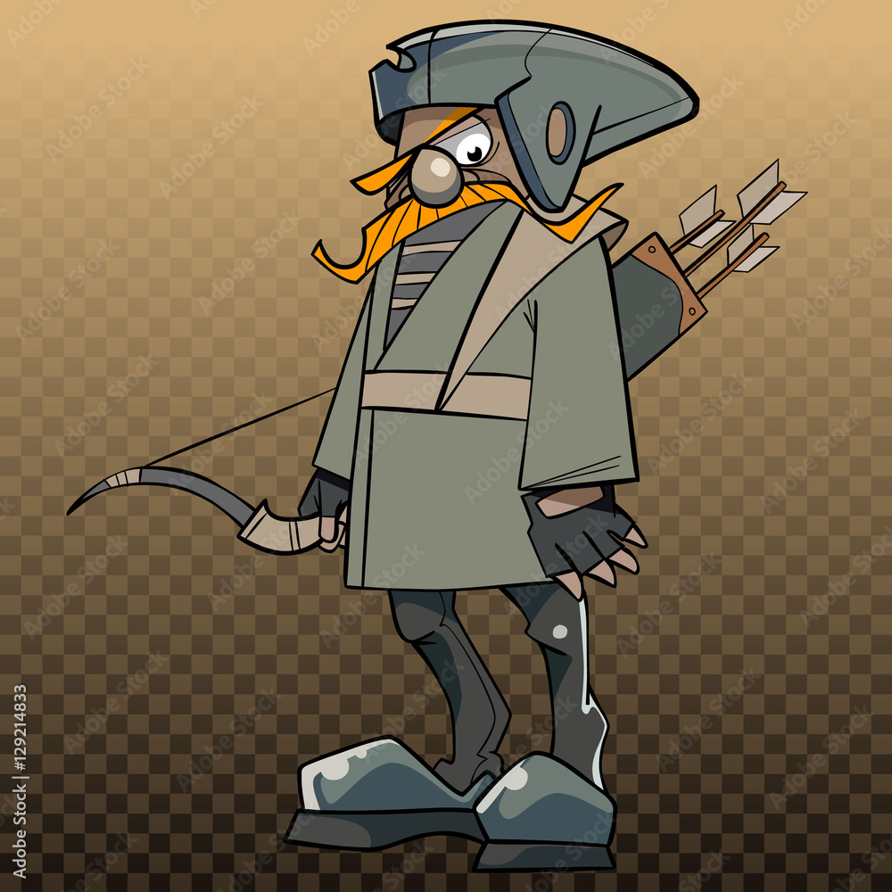 cartoon man with a bow and arrow in a fabulous outfit Stock Vector ...