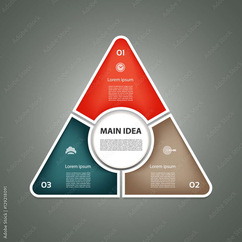 Cyclic diagram with three steps and icons. eps 10 Stock Vector | Adobe ...