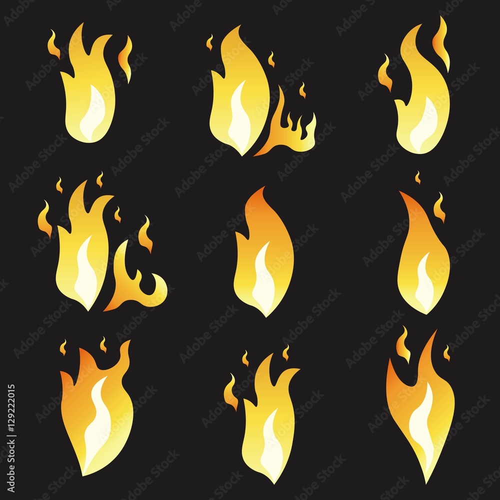 Set of animation fire and illustration various . Cartoon flat style ...