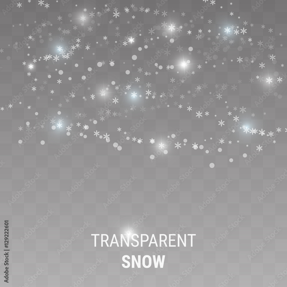 Falling snow on a transparent background Stock Vector | Adobe Stock