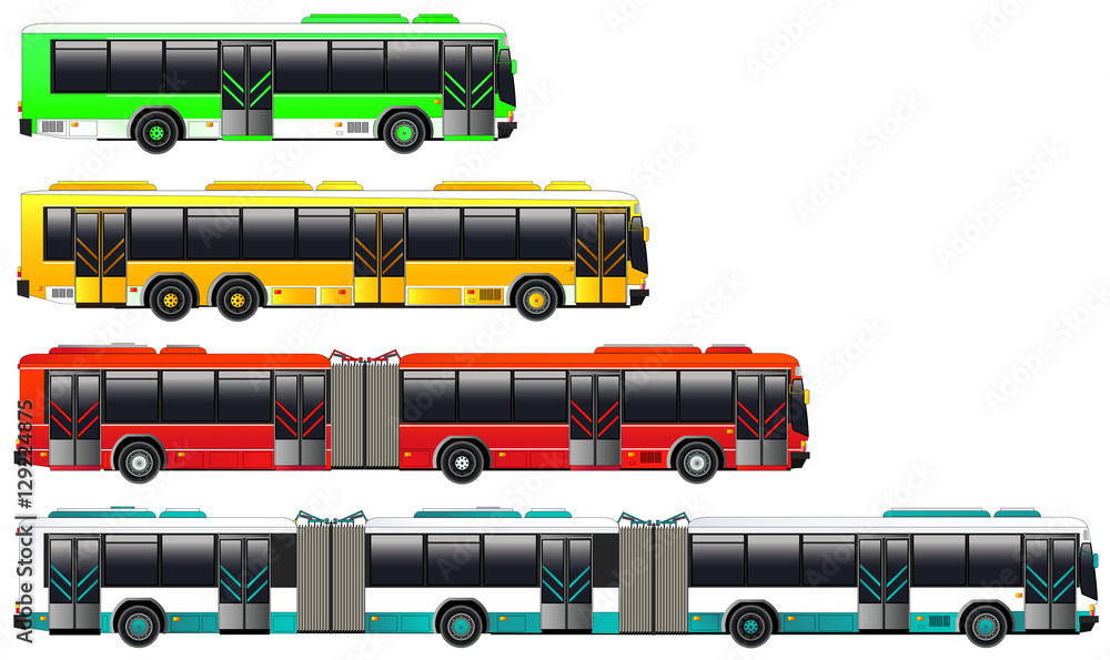 City bus transportation set. Vector illustration Stock Vector | Adobe Stock
