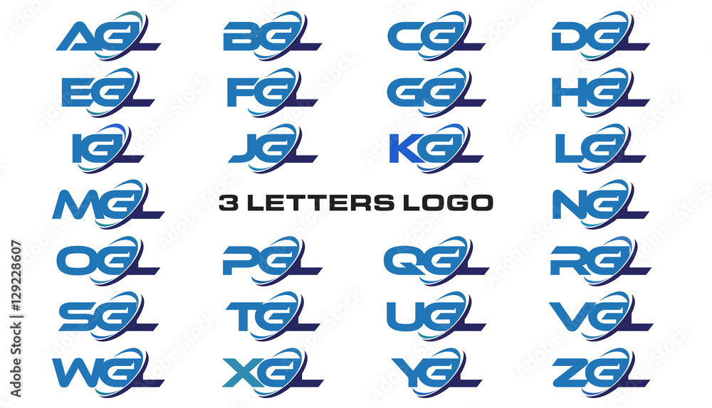 3 letters modern generic swoosh logo AGL, BGL, CGL, DGL, EGL, FGL, GGL ...