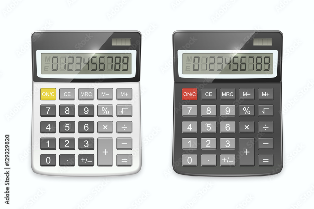 Vector realistic calculator set, isolated on white background. Stock ...