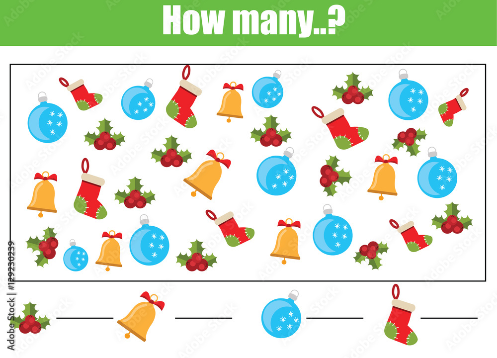 Vetor de Counting educational children game, kids activity worksheet ...