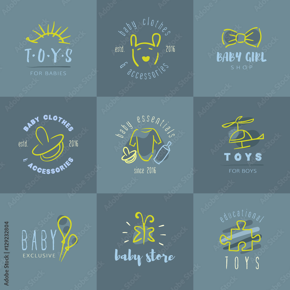 Baby logos set. Stock Vector | Adobe Stock