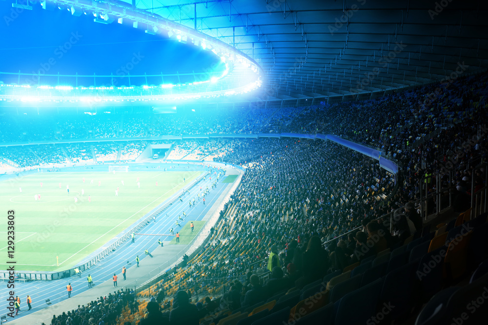 Football stadium background. Crowd at soccer match Stock Photo | Adobe ...