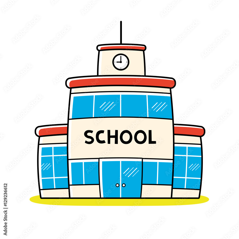 School building front view icon isolated. Stock Vector | Adobe Stock