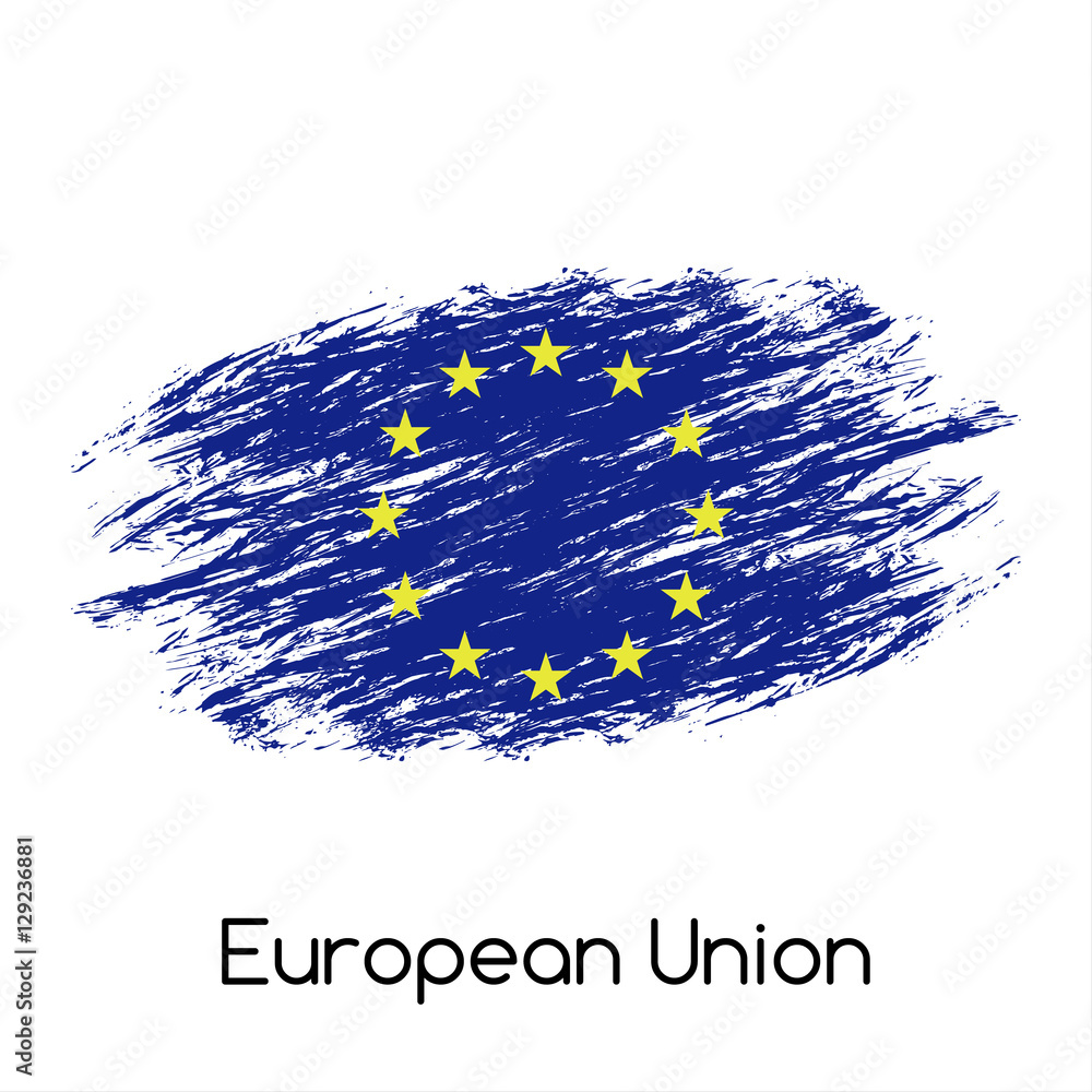 Simple vector European Union flag (EU), grunge flag, vector ...
