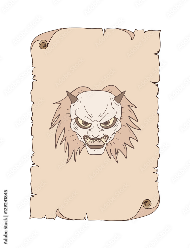 demon face in old paper draw Stock Vector | Adobe Stock