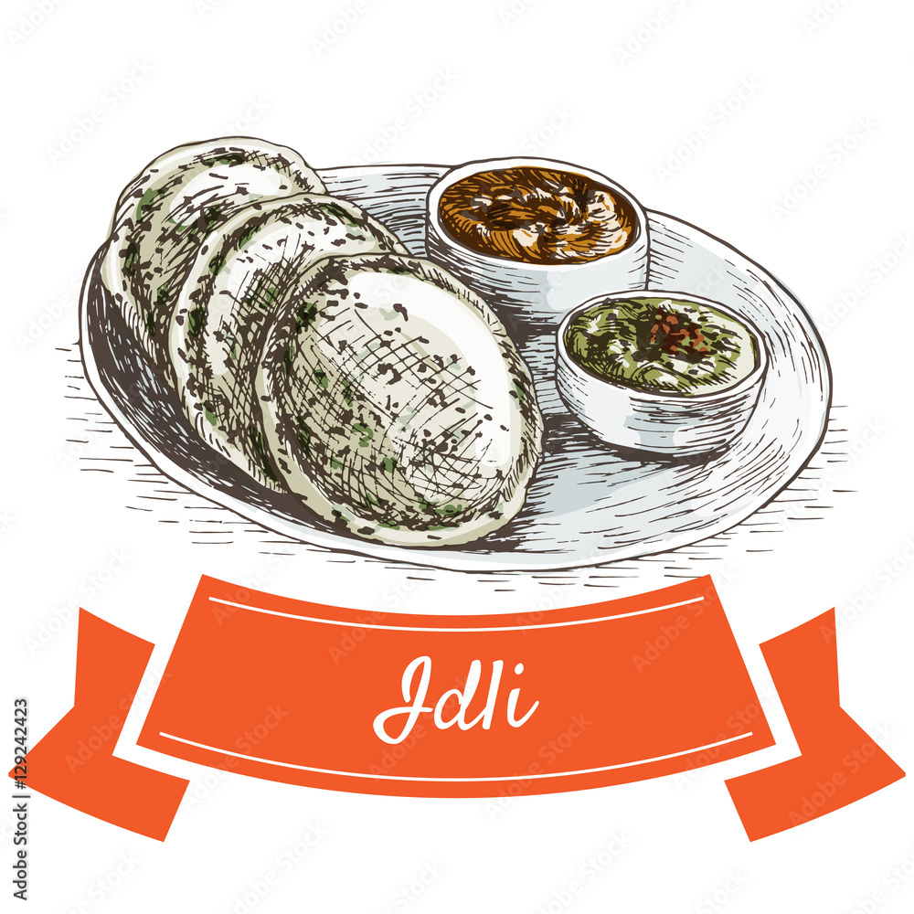 Idli colorful illustration. Stock Vector | Adobe Stock