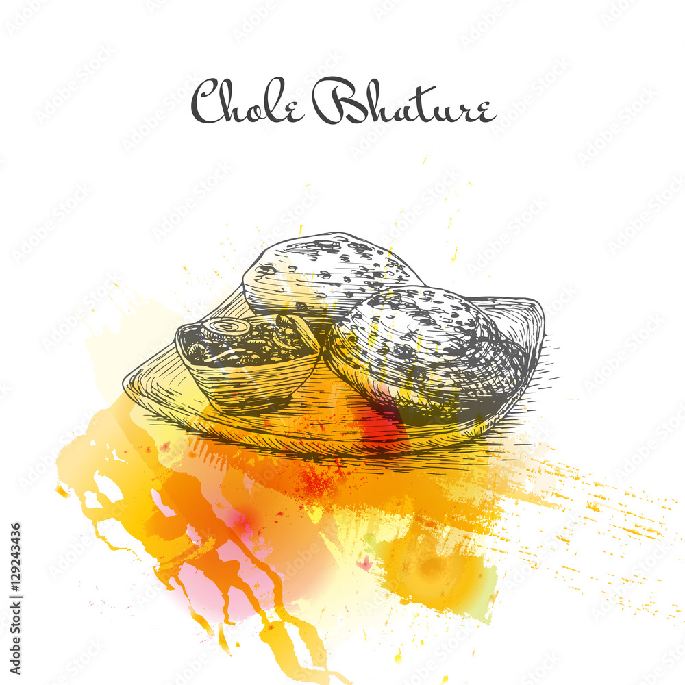 Chole Bhature watercolor effect illustration. Stock Vector | Adobe Stock
