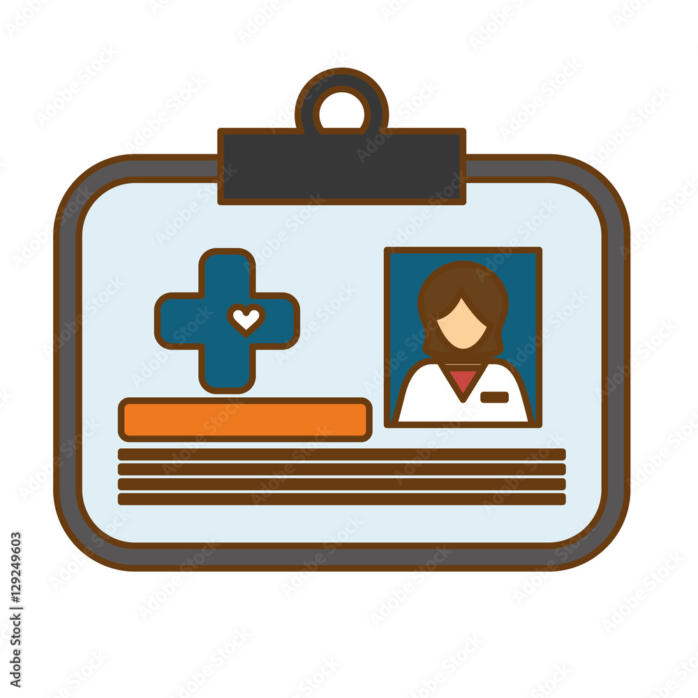 medical id icon over white background. colorful design. vector ...