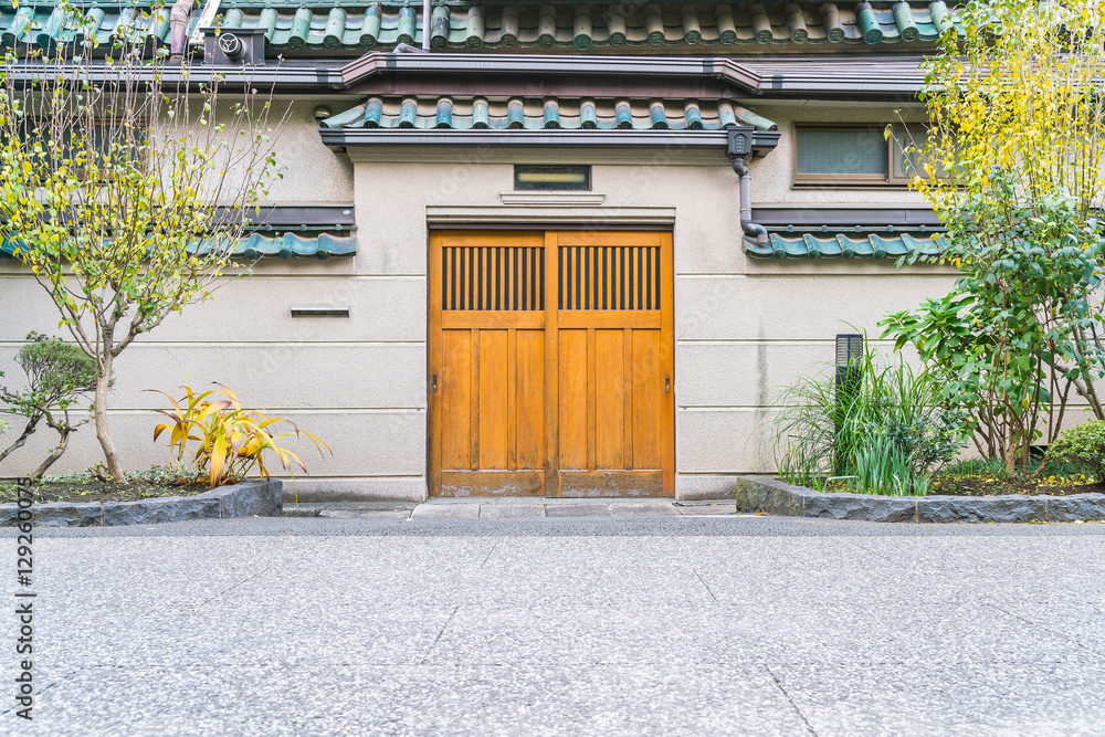 wood home door - japanese style Stock Photo | Adobe Stock
