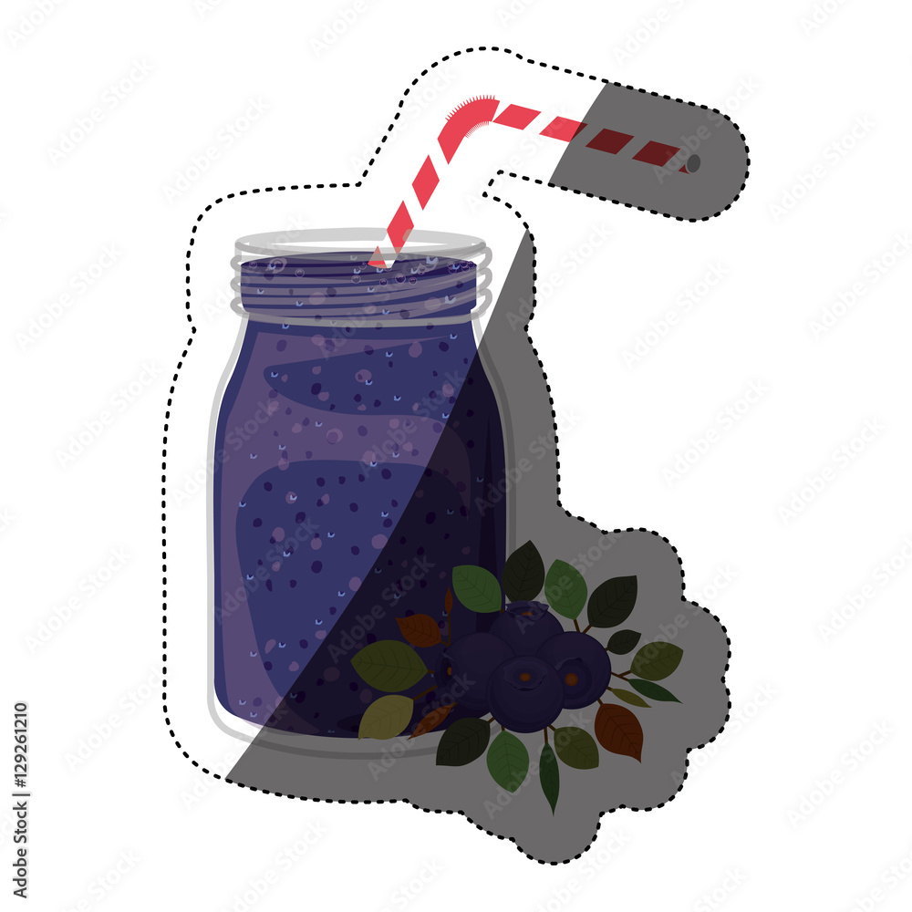 Blueberry juice icon. Smoothie drink beverage and fruit theme. Isolated ...