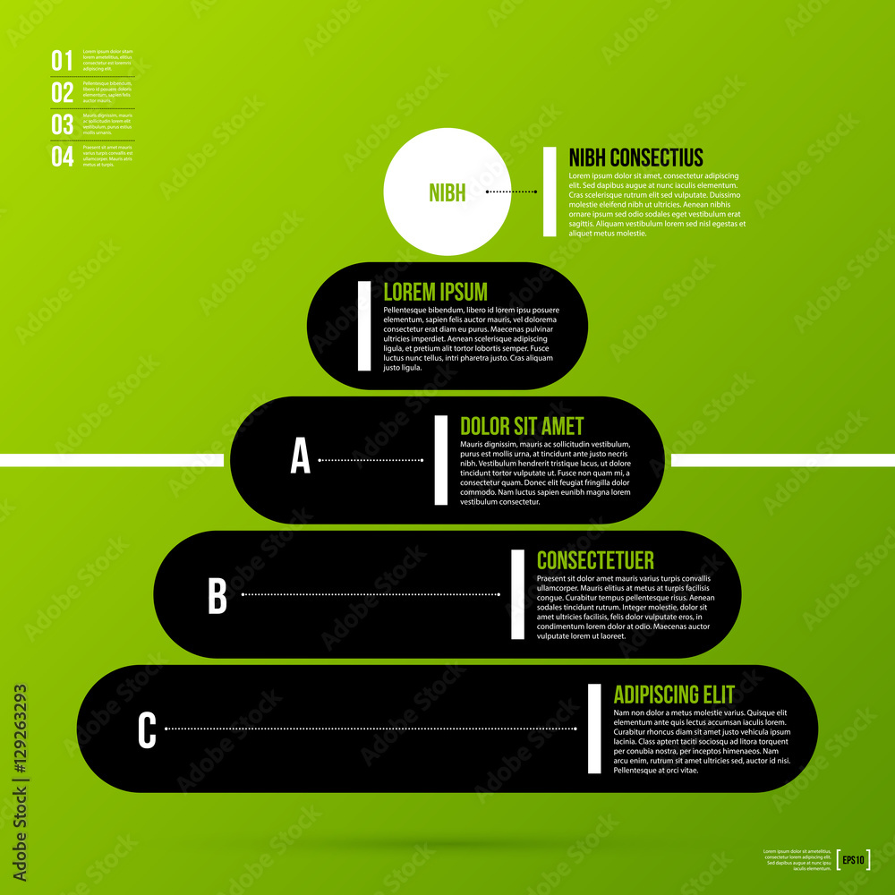 Pyramid chart template on fresh green background. Vector eps-10. Stock ...