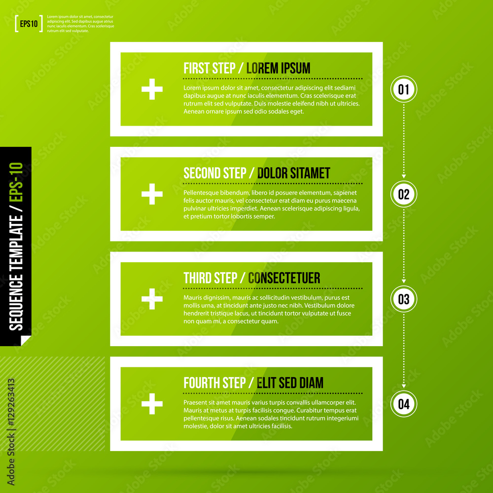 Sequence template on fresh green background. Useful for tutorials and ...