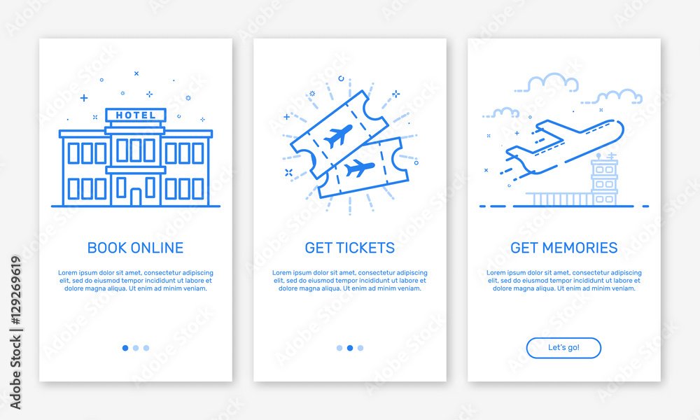 Vector Illustration of onboarding app screens and web concept book ...