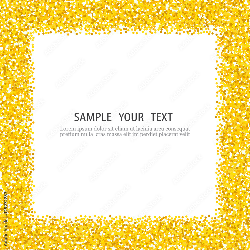 Gold glitter background. frame sparkles on white Stock Vector | Adobe Stock