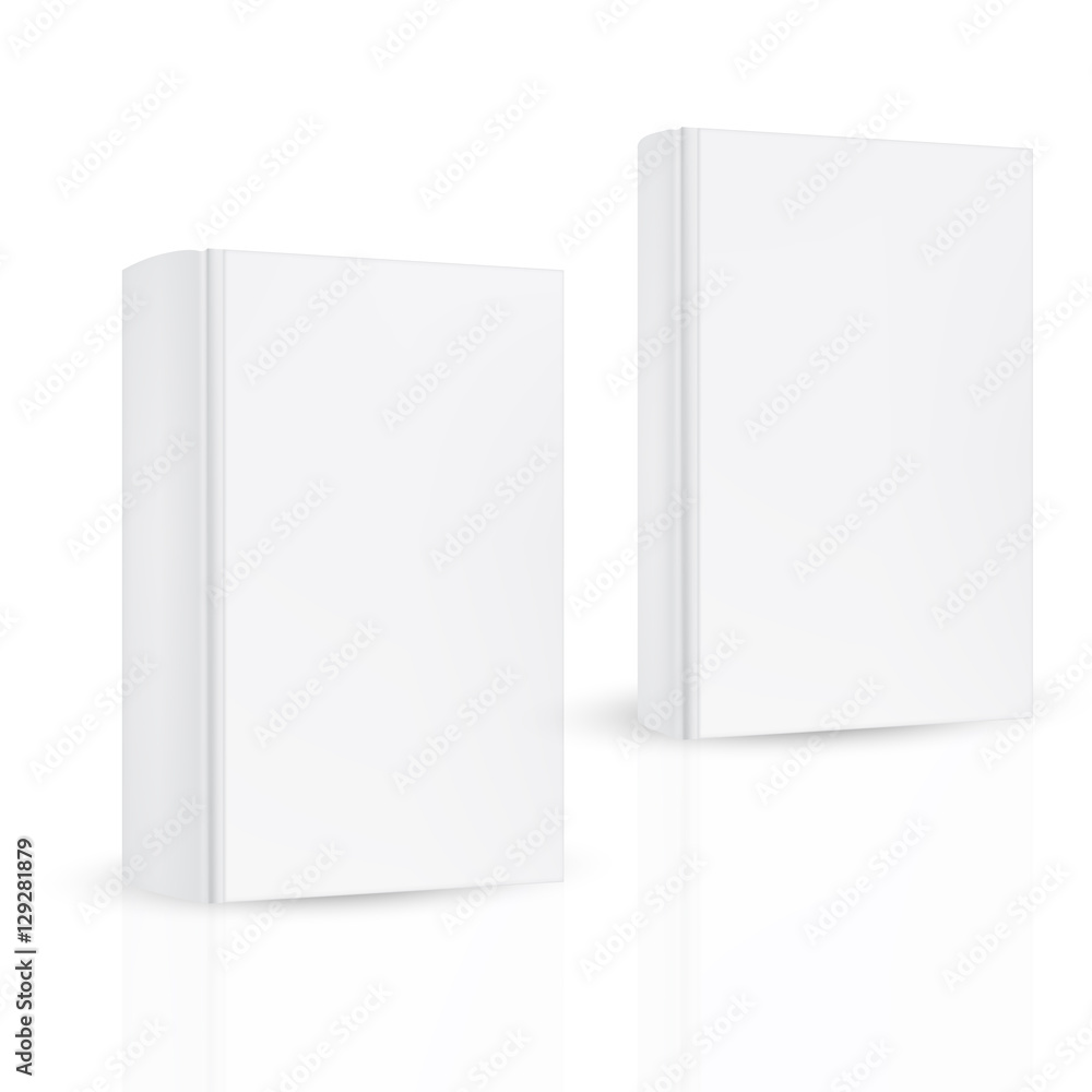 Set of front hard cover thick and thin book on isolated white ...