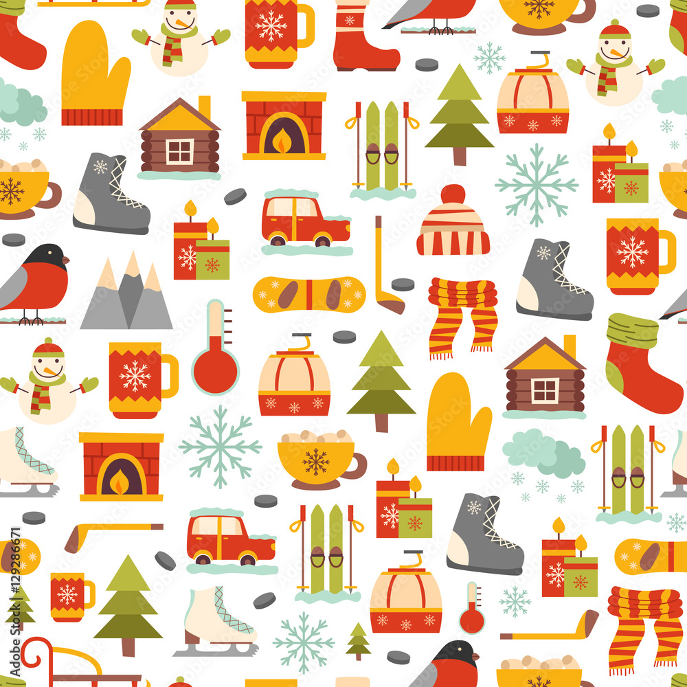 Vector winter cartoon background Stock Vector | Adobe Stock