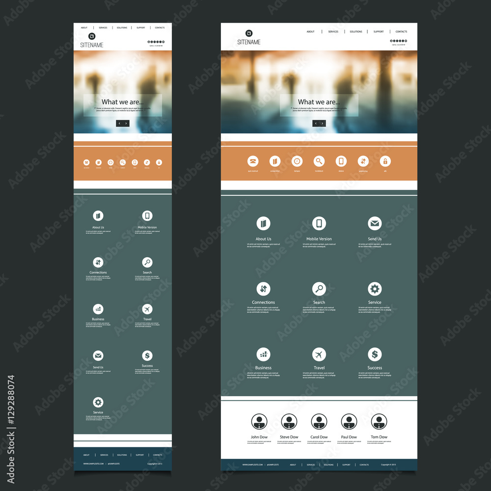 Responsive One Page Website Template with Blurred Background - People in Underground Header ...