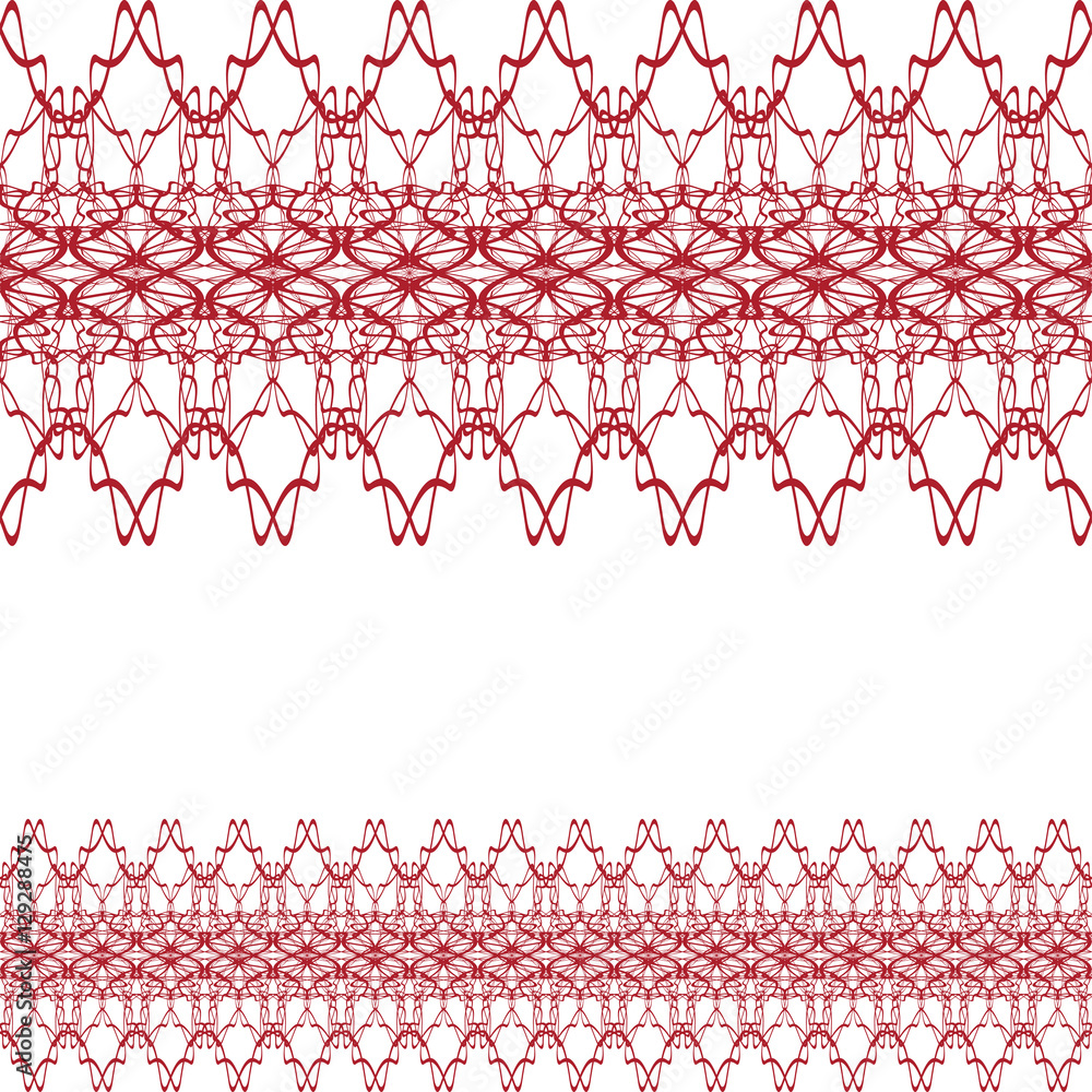 Endless line border frame red abstract guilloche lace contour vector ...