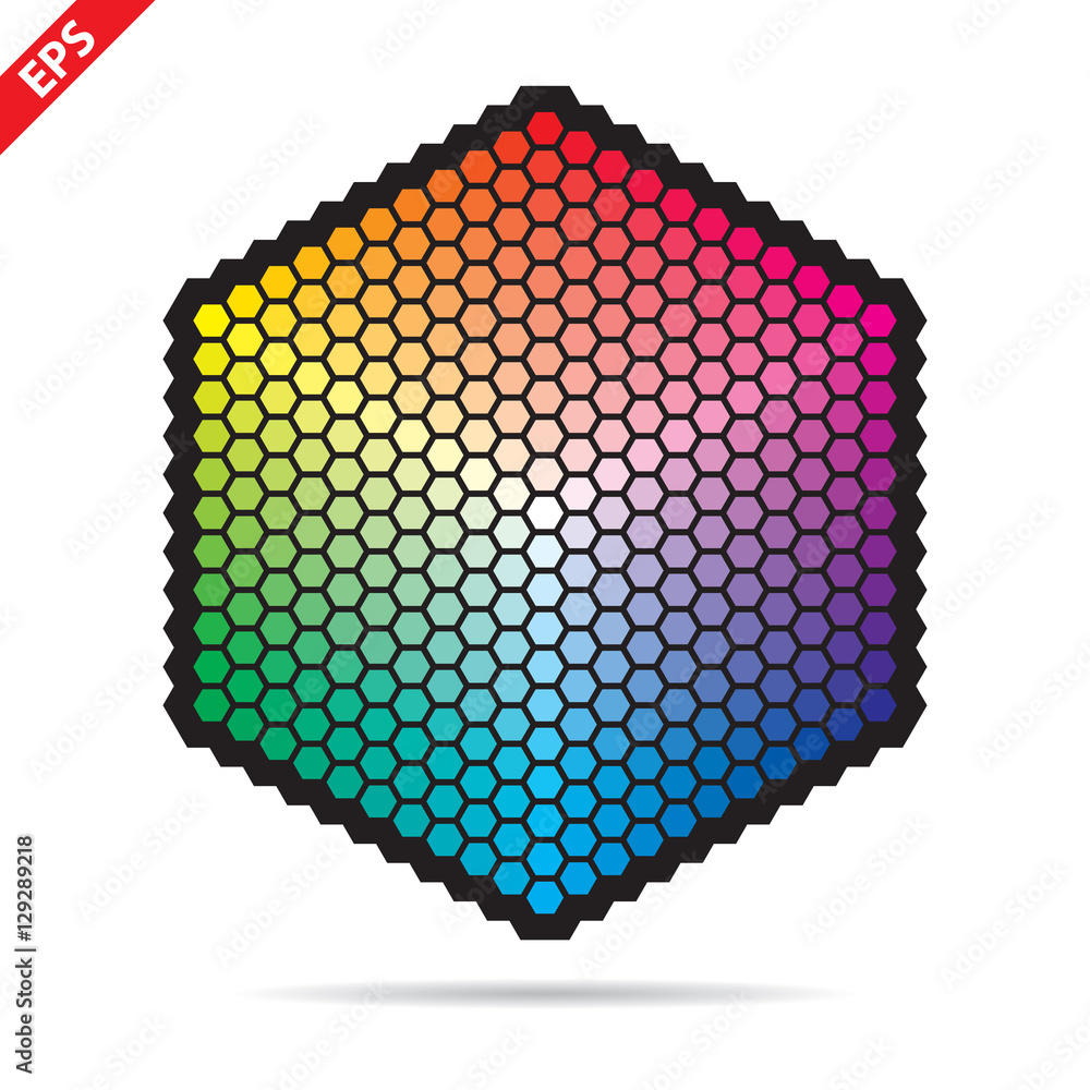 Vector color palette. 331 different colors in small hexagons. Stock ...