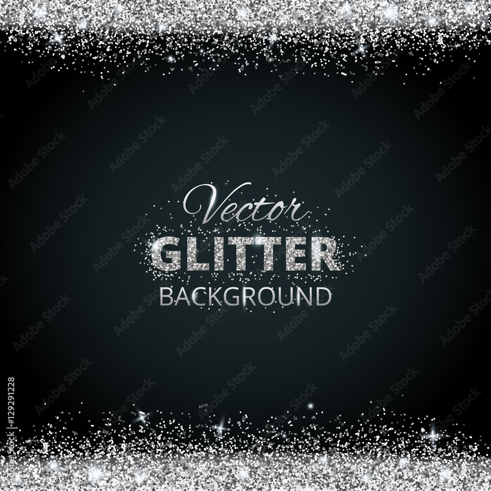 Shiny background with silver glitter frame and space for text Stock ...