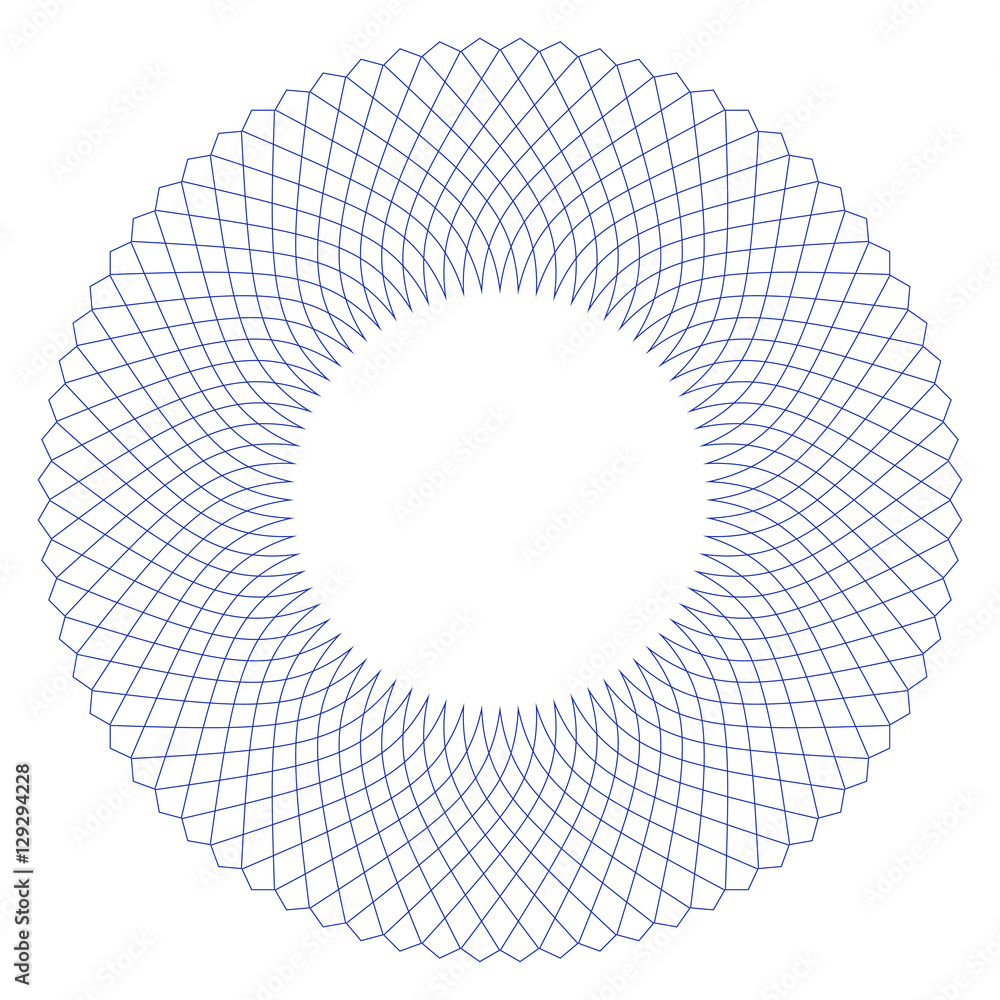 Circle border frame with delicate guilloche lace contour isolated on ...