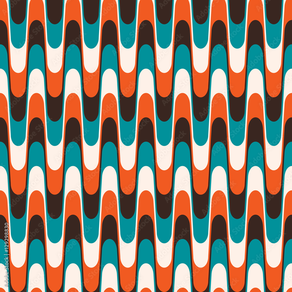 Seamless vintage wavy pattern in mid century style. Stock Vector ...