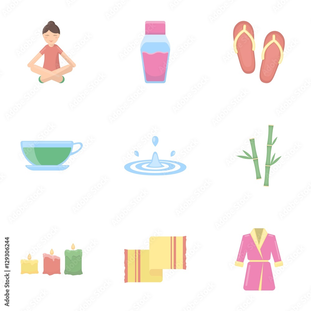 Spa set icons in cartoon style. Big collection of spa vector symbol ...