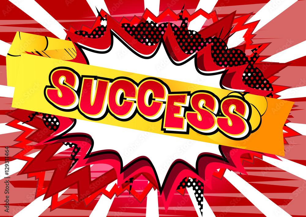 Vector Success banner on comic book background. Stock Vector | Adobe Stock