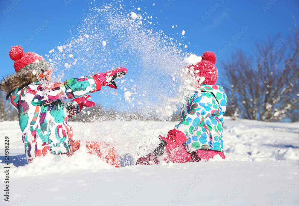 Kids in winter time Stock-Foto | Adobe Stock