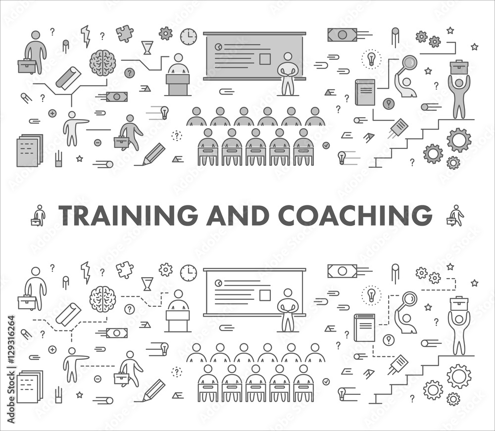 Line design concept web banner for training and coaching Stock Vector ...