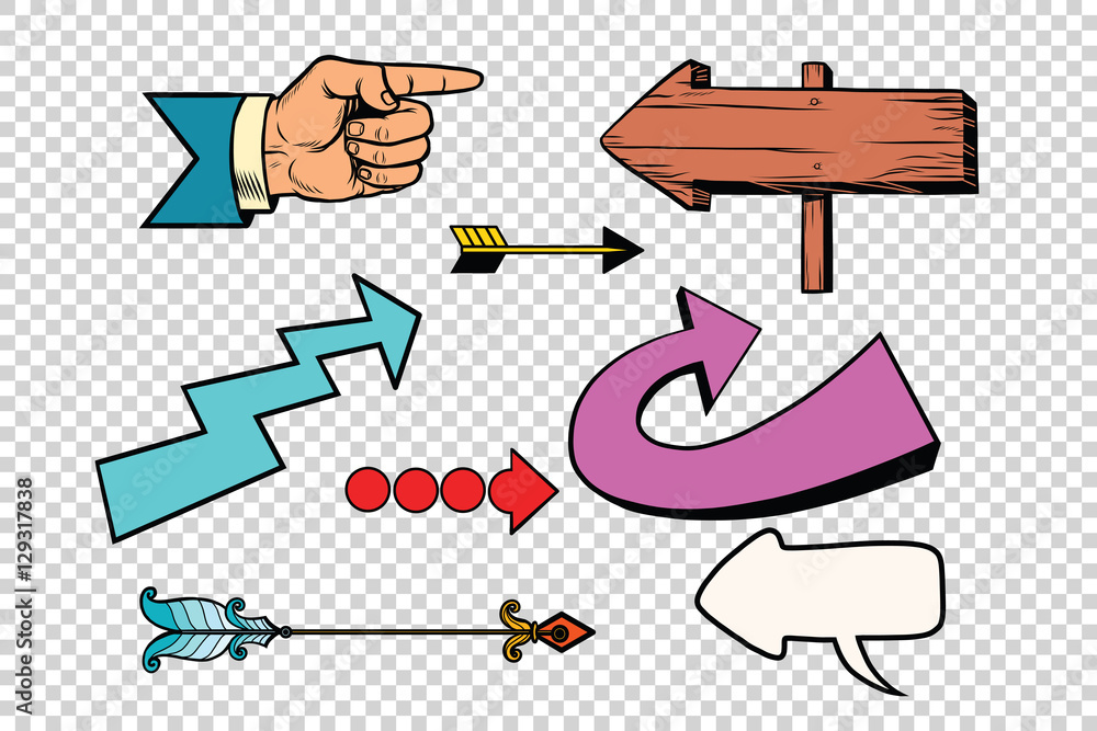 Retro set of arrows on a transparent background Stock Vector | Adobe Stock