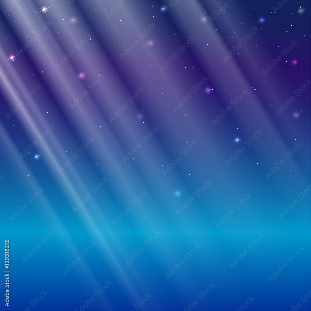 Abstract light overlay, vector Illustration. Light rays on a blue ...