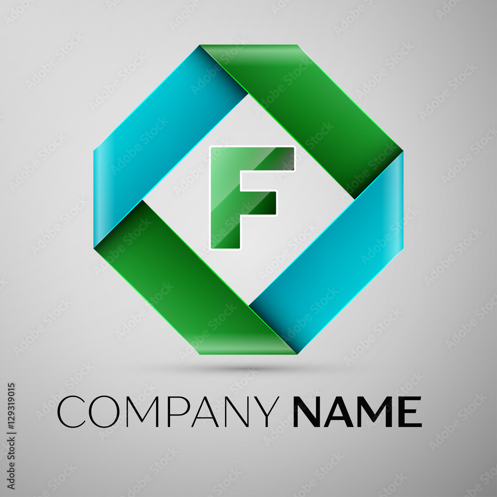 Letter F vector logo symbol in the colorful rhombus. Vector template ...