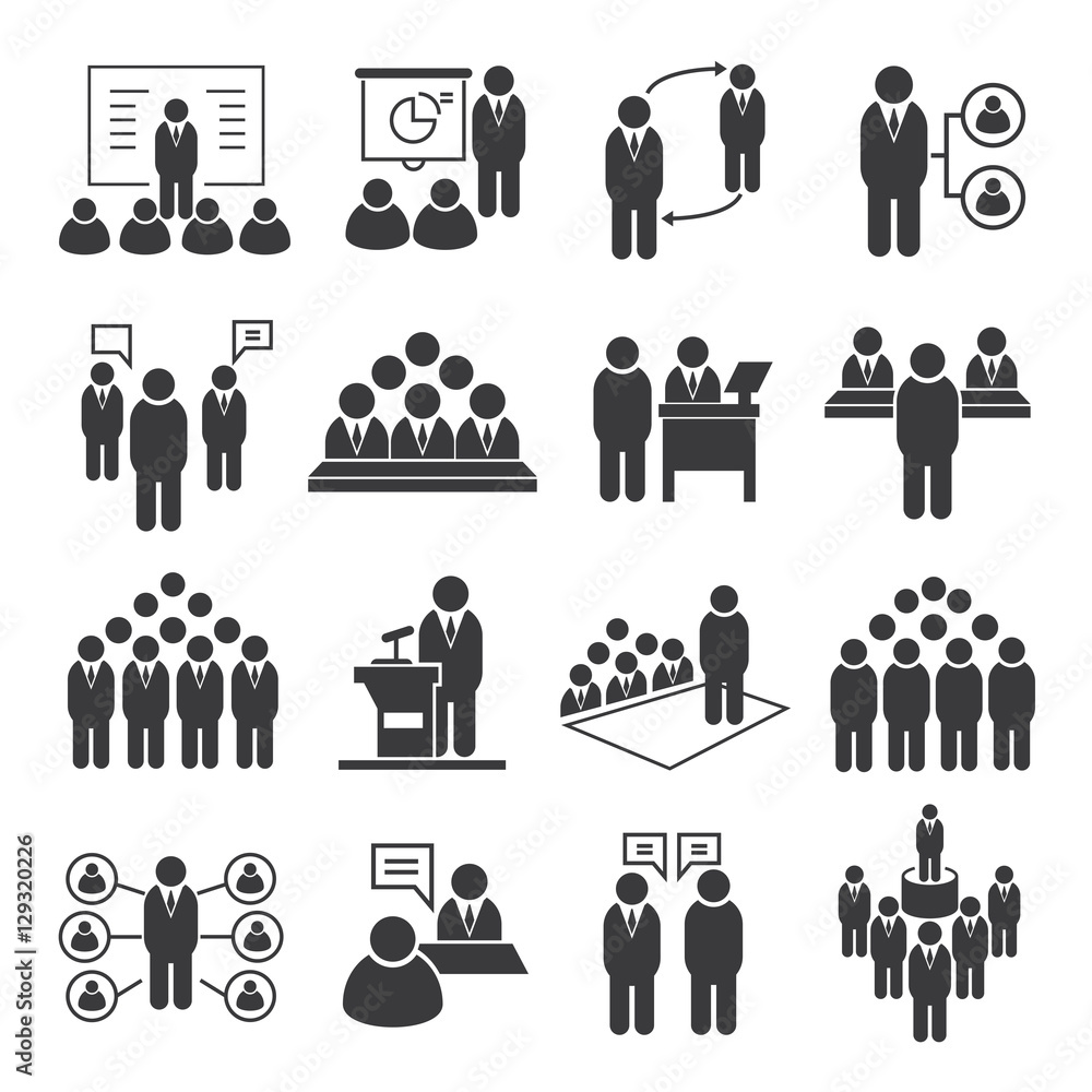 business meeting and business conference icons Stock Vector | Adobe Stock