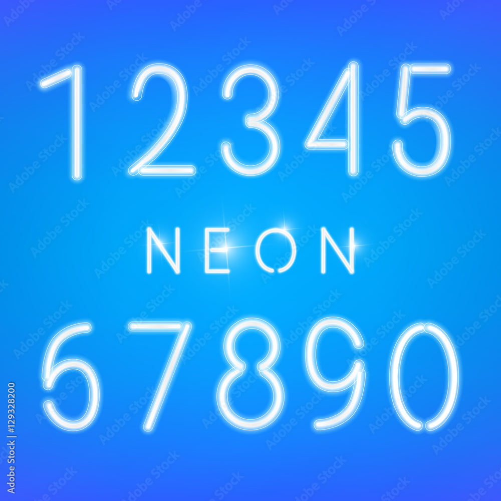 Neon numbers. Glowing typeset vector de Stock | Adobe Stock