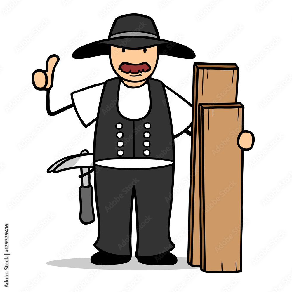 Erfolgreicher Zimmermann hält Daumen hoch Stock-Illustration | Adobe Stock