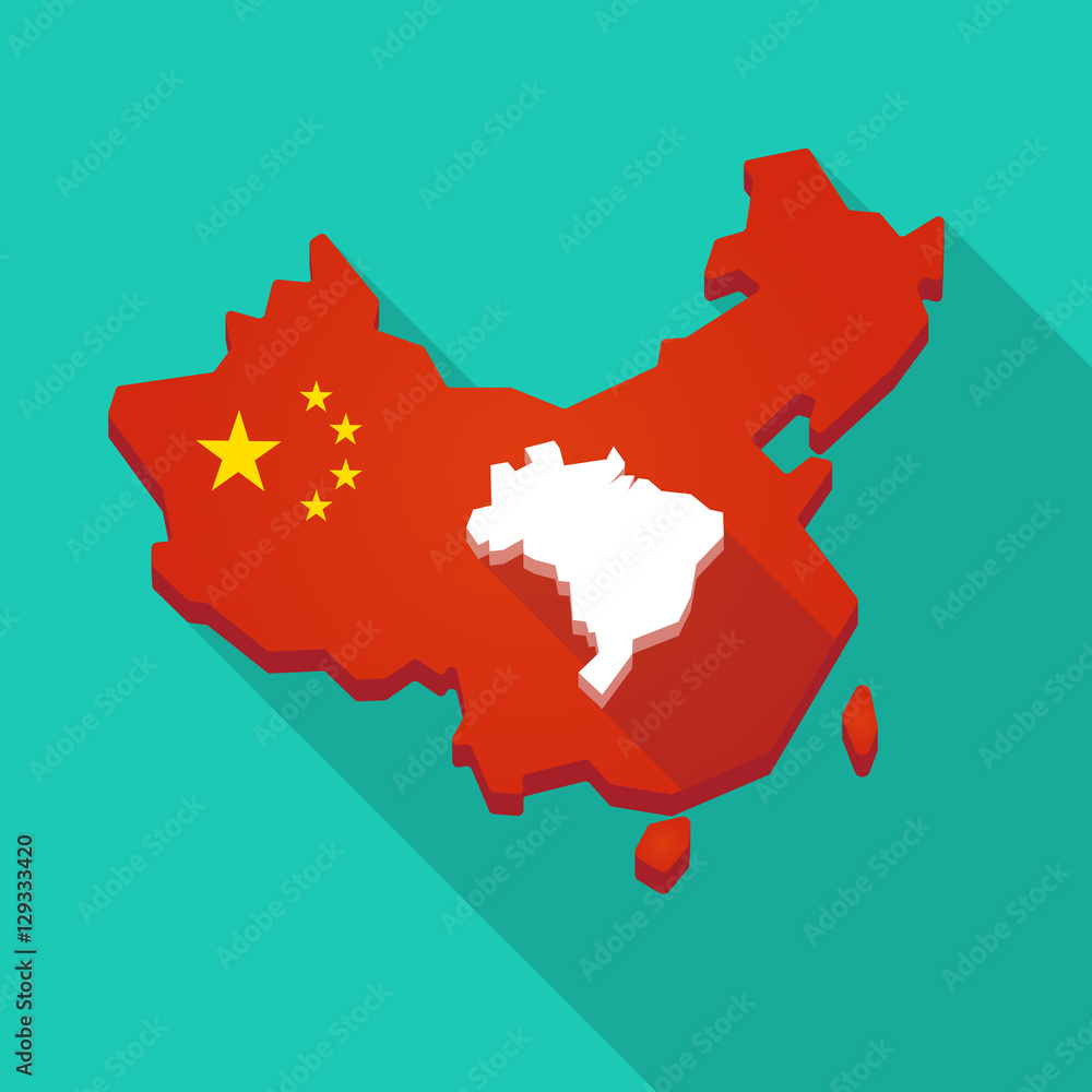 Long shadow China map with a map of Brazil Stock Vector | Adobe Stock