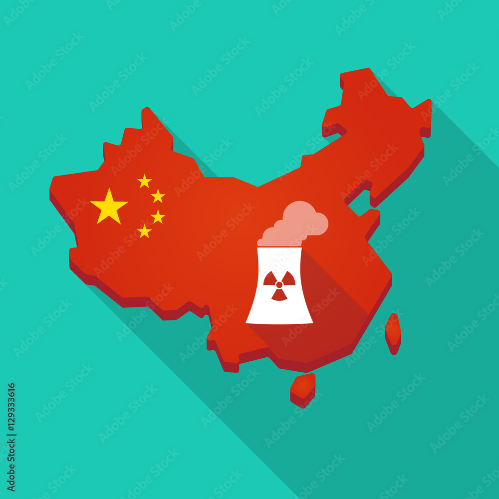 Long shadow China map with a nuclear power station Stock Vector | Adobe ...