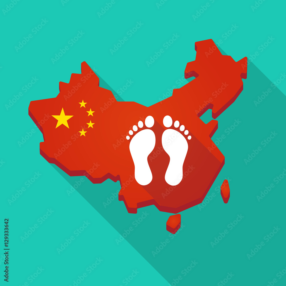 Long shadow China map with two footprints Stock Vector | Adobe Stock