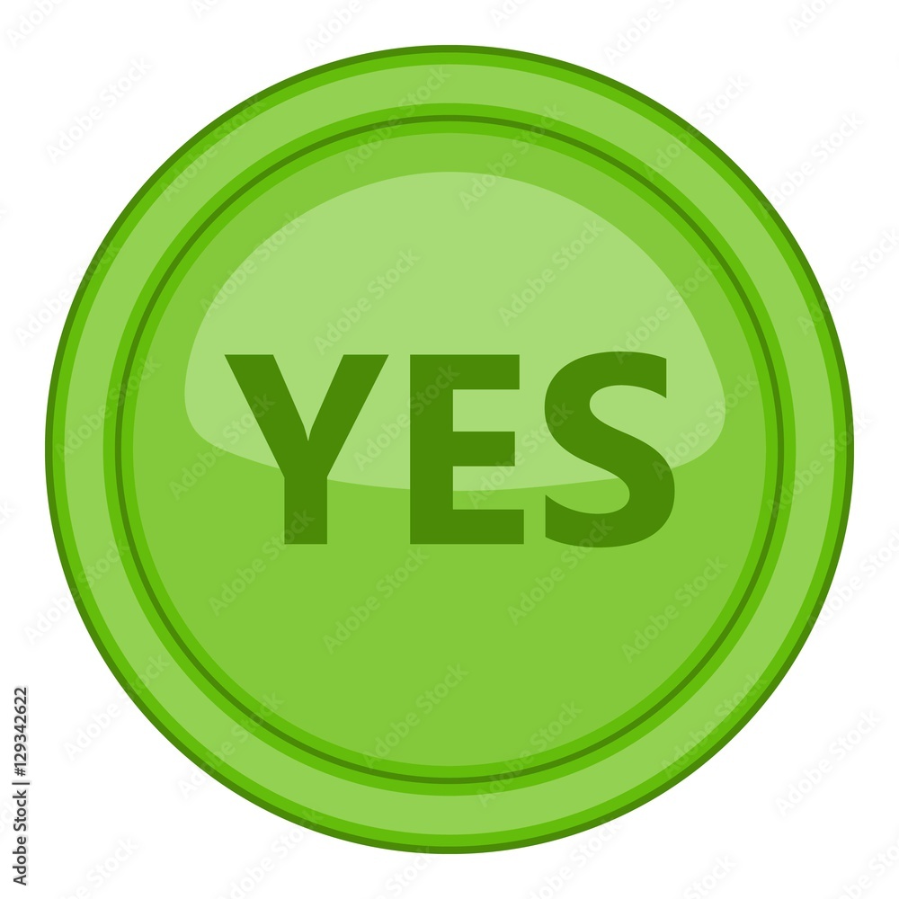 Yes green circle button icon. Cartoon illustration of yes green circle ...