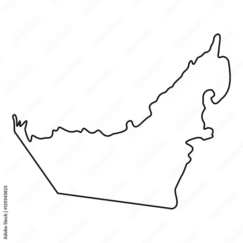 Map of United Arab Emirates icon. Outline illustration of map of United ...