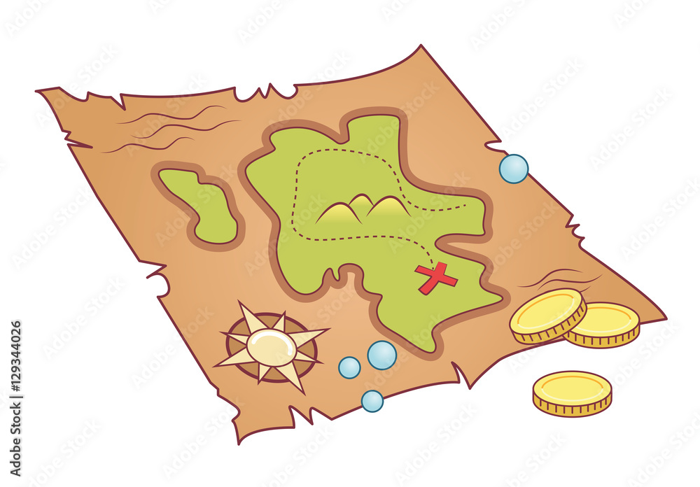 Mapa del tesoro Stock Vector | Adobe Stock