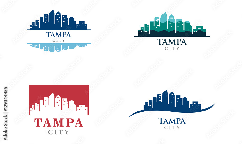 Tampa City Skyline Cityscape Landscape Logo Set Stock Vector | Adobe Stock